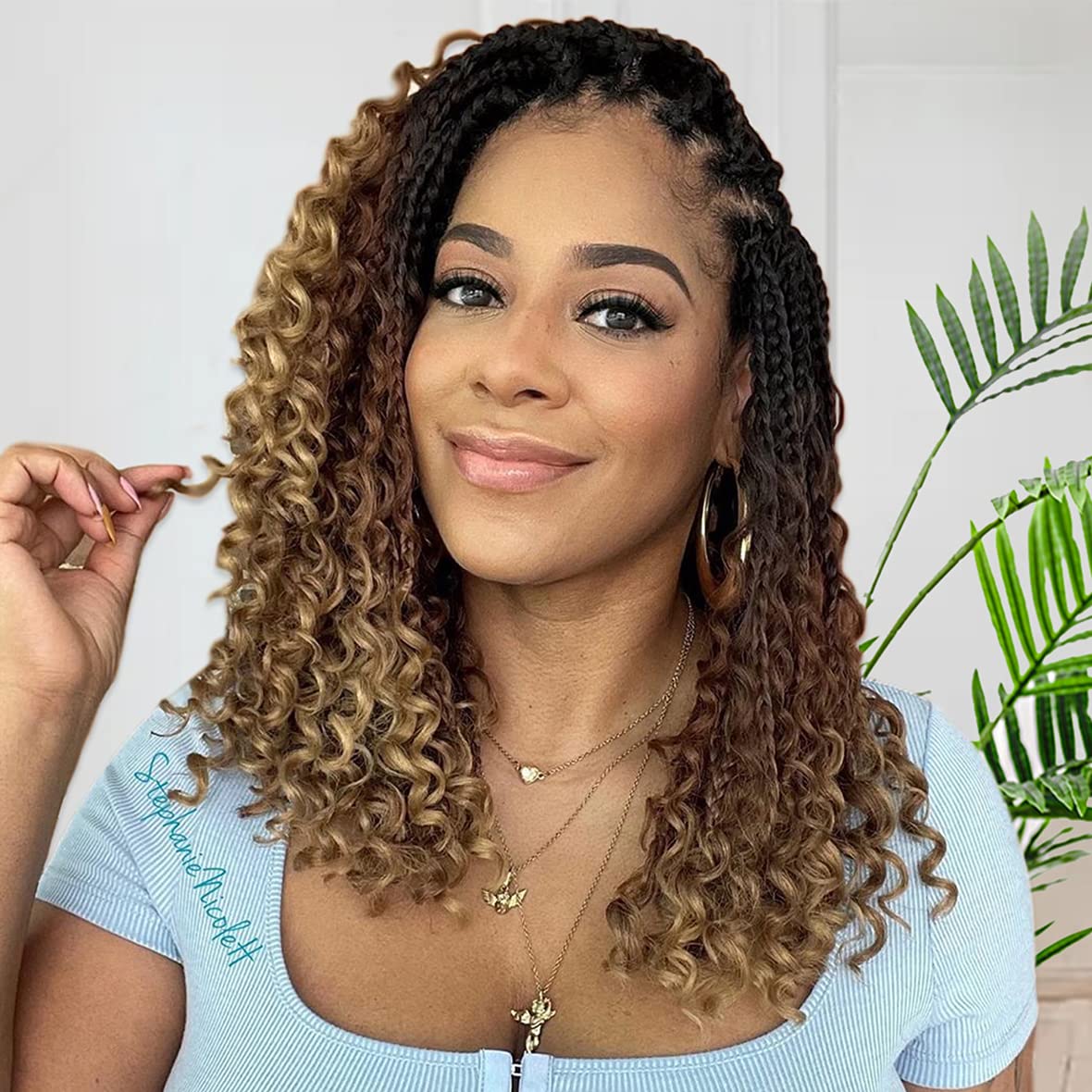 Buy Unionbeauty 14 Inch Boho Box Braids Crochet Hair Curly Ends ...