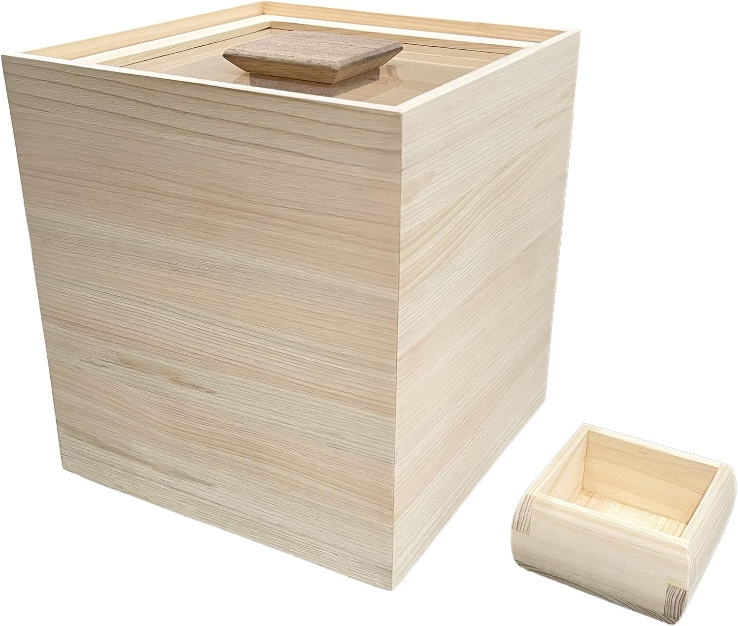 Amazon.com: Wooden Rice Storage Container with Lid and Measuring Cup ...