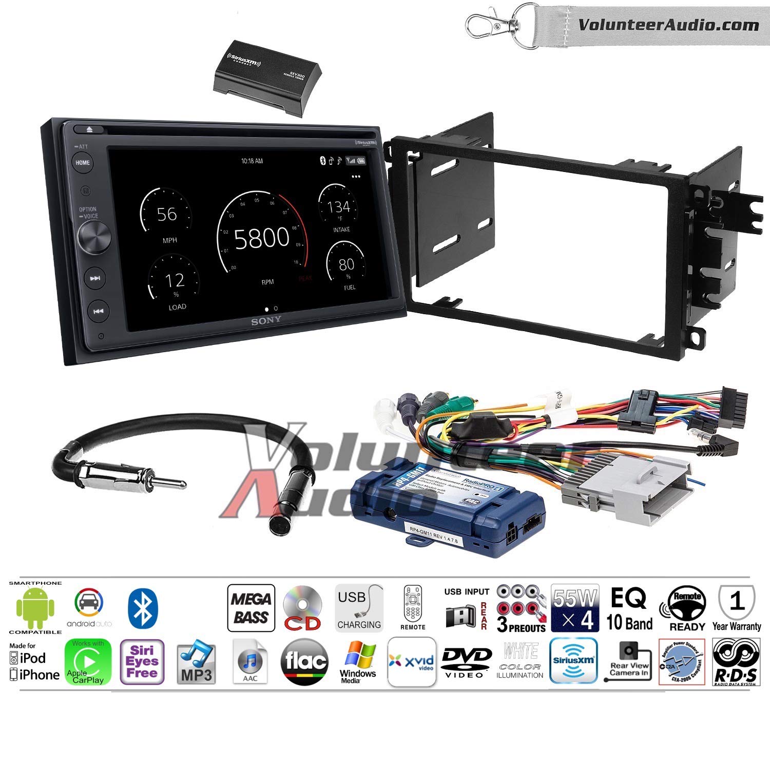 Buy Volunteer Audio Sony XAV-AX210SXM Double Din Radio Install Kit with ...