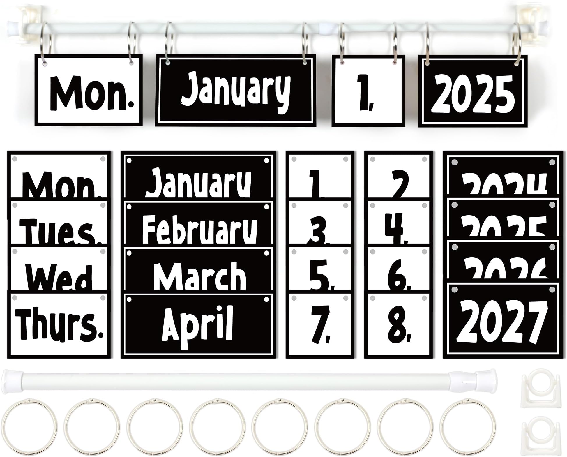 Amazon.com : Black White Calendar Bulletin Board Black White Flip ...
