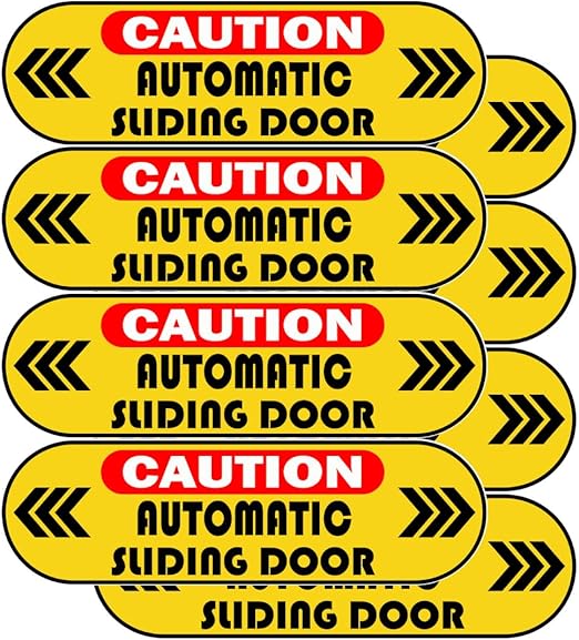 TOTOMO 8pc Caution Automatic Sliding Door Warning Sticker Sign 5" x 1.5 ...