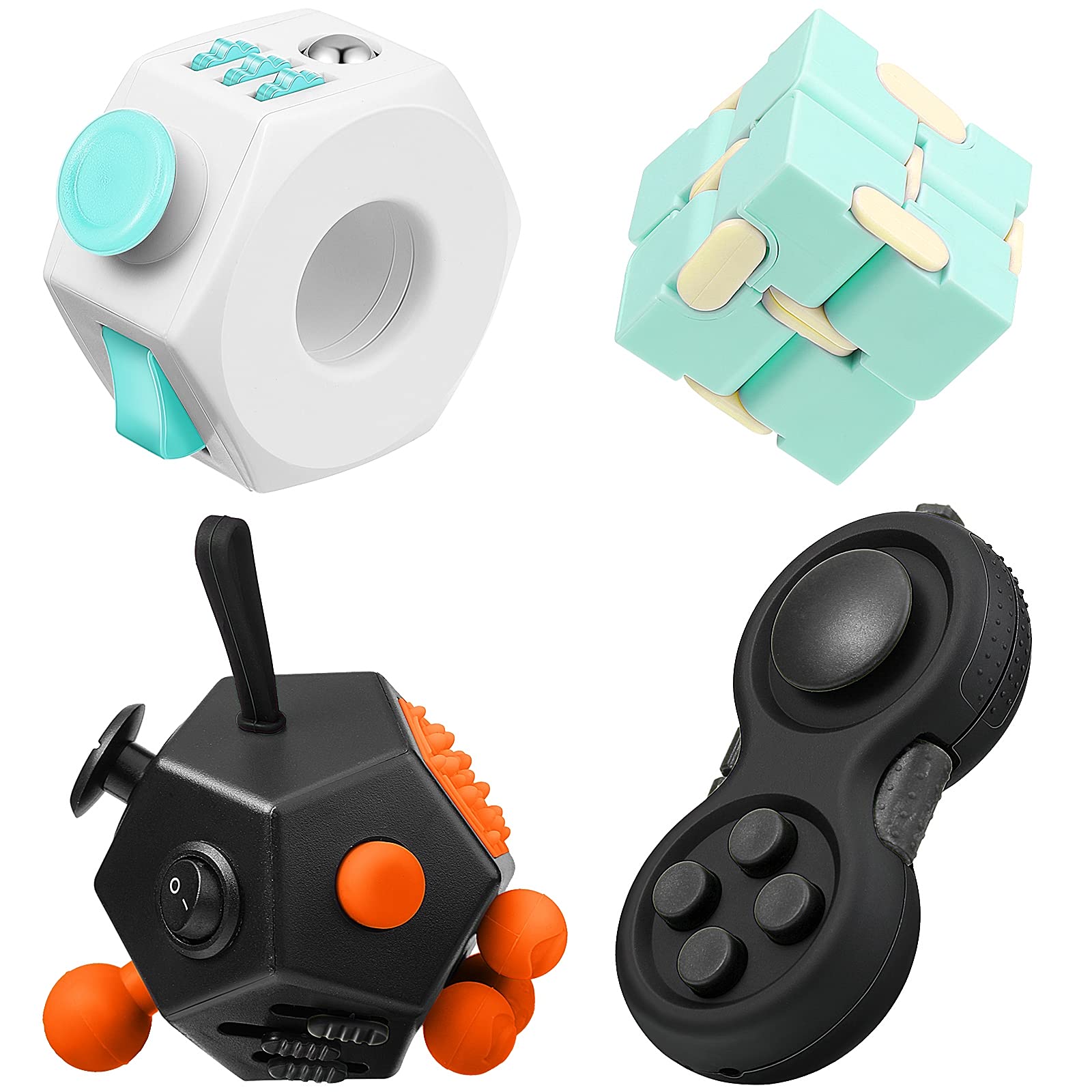 Buy Sumind 4 Pieces Handheld Mini Fidget Toy Set Include 12-Side Fidget ...