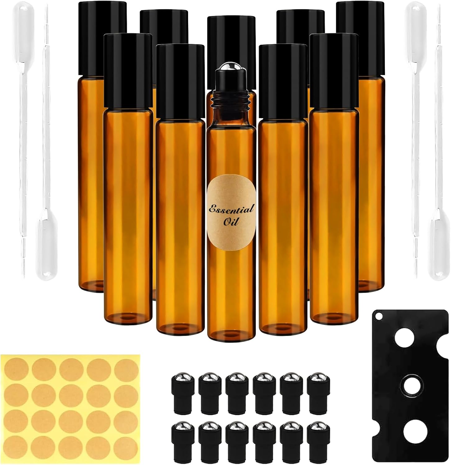 Redamancy 10pcs Essential Oils Roller Bottles, 10ml Empty Roller Ball ...