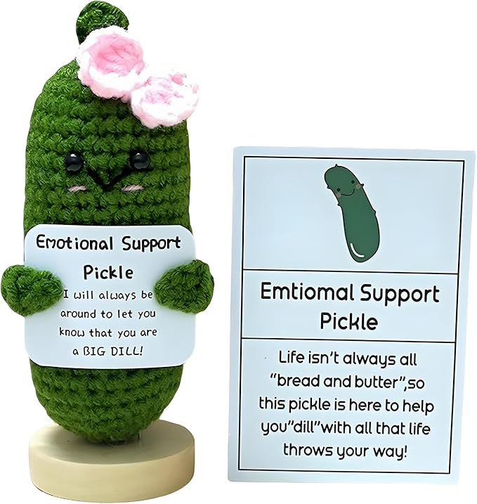 Handmade Emotional Support Pickle with Wooden Base Funny Positive ...