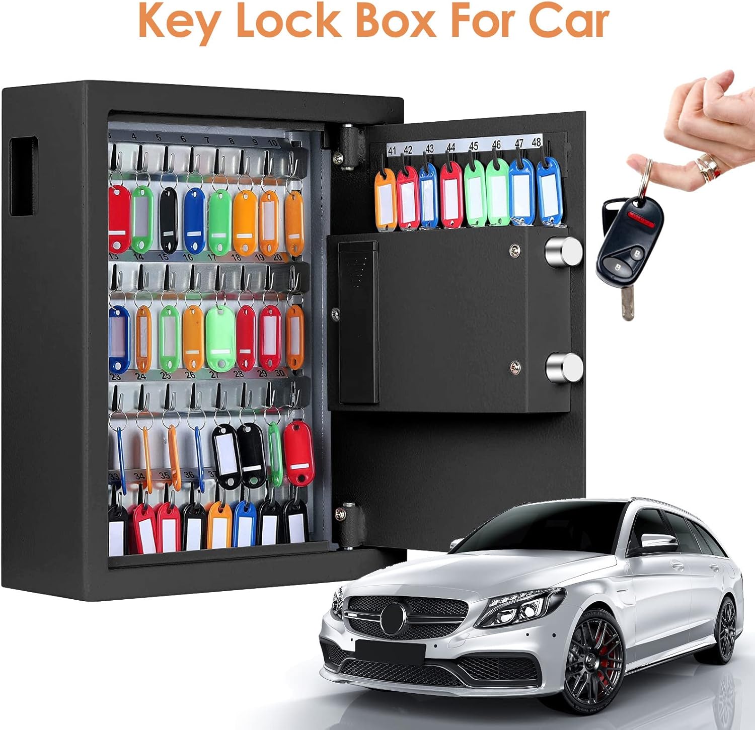 Key Lock Box Wall Mount with Combination Lock, 60 Position Digital Key ...