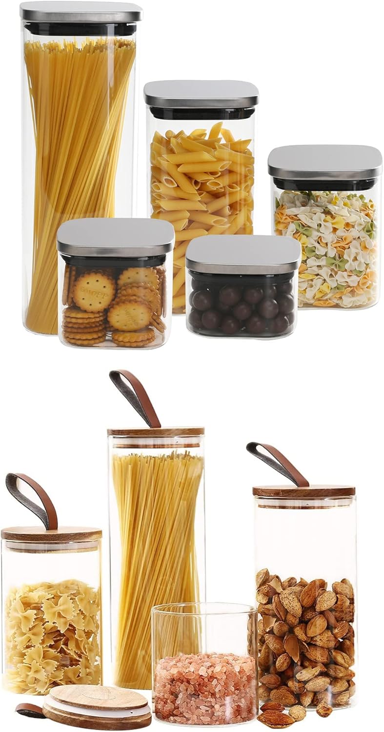 Amazon.com: Emica Home Glass Food Storage Jars And Glass Kitchen ...