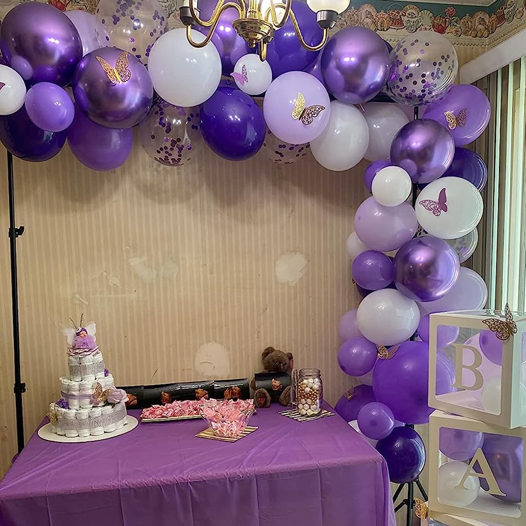 Globos de fiesta de color morado y blanco, 50 globos morados y blancos ...