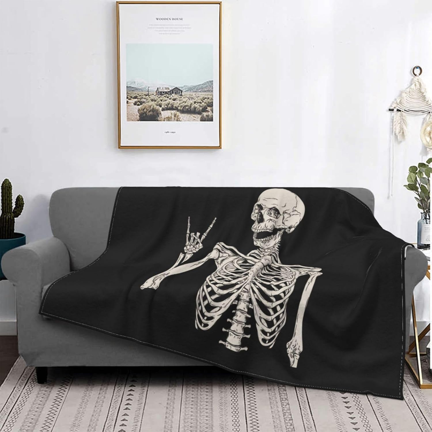 Amazon.com: Mount Hour Skeleton Skull Flannel Fleece Throw Blankets ...