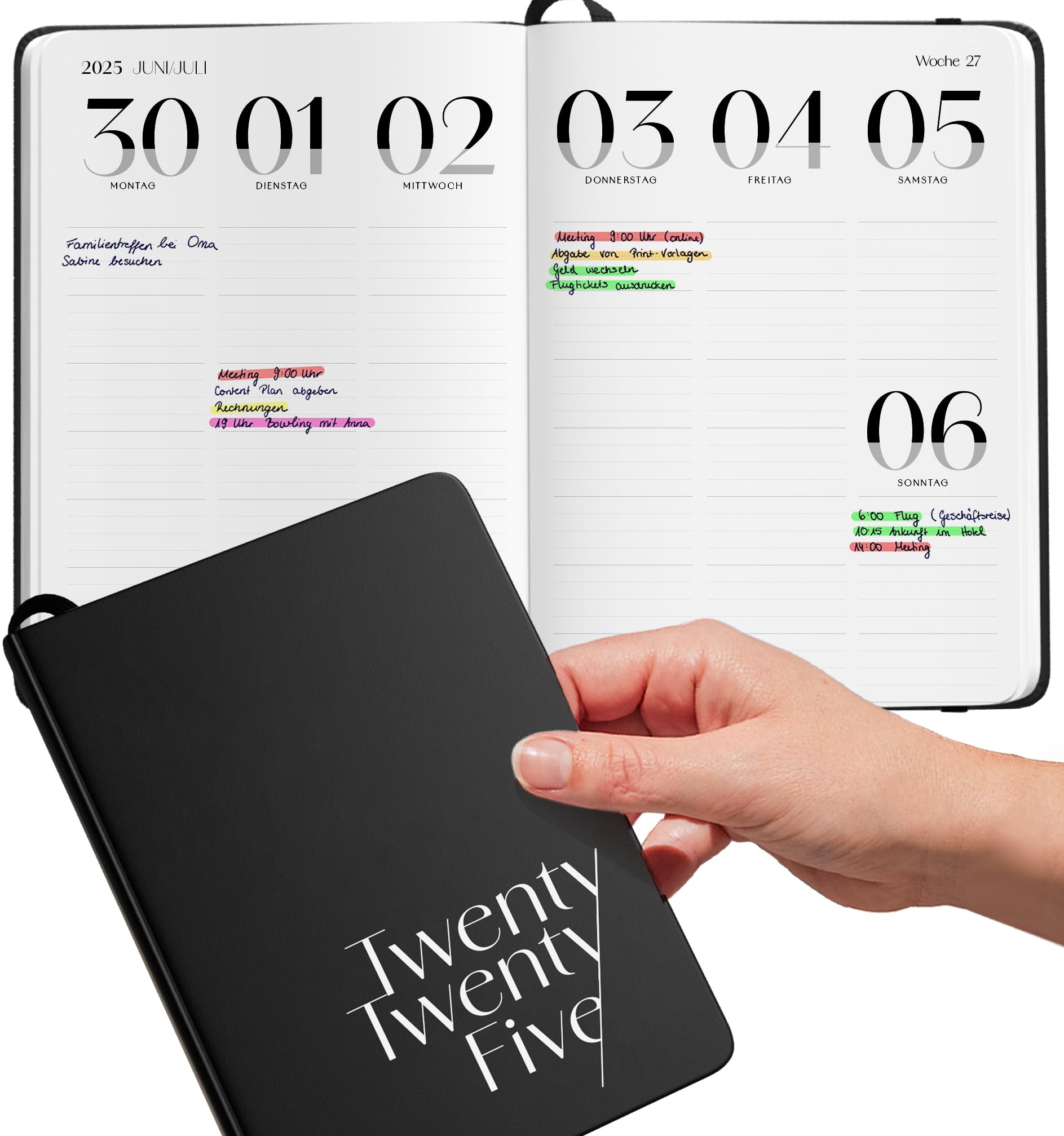 Milula Studios Kleiner Terminplaner 2025 - Buchkalender 11,5 x 16 cm ...