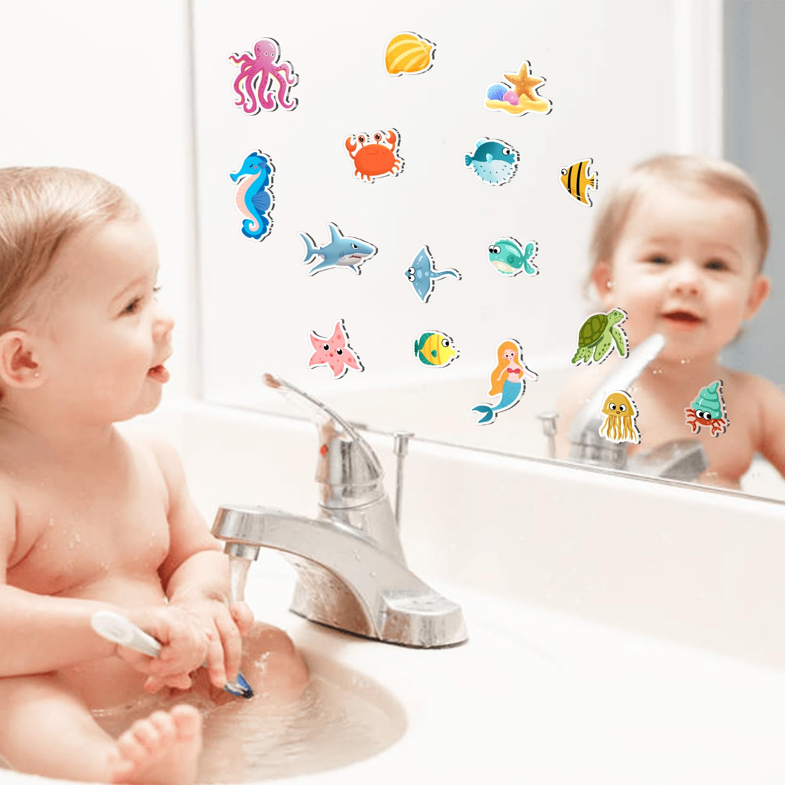 Snapklik.com : 20 PCS Sea Animals Window Stickers Gel Clings, Ocean ...