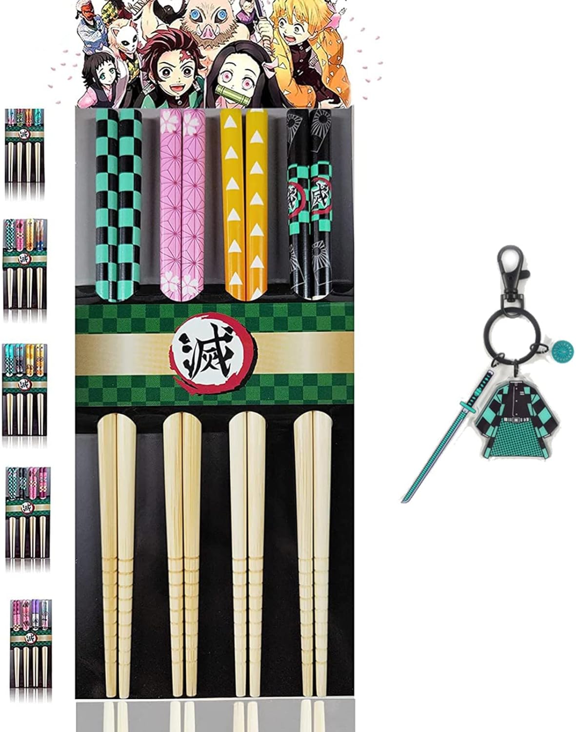XFDMSM Store Demon Slayer Chopsticks Set, Anime Bamboo Chopstick Sets ...