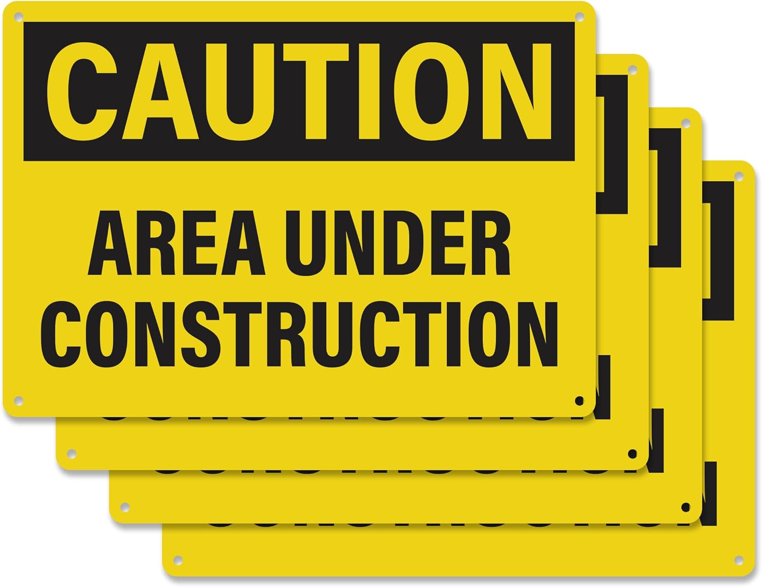 4pcs Caution Area Under Construction Sign 10x7 Inch | Plastic Sign for ...