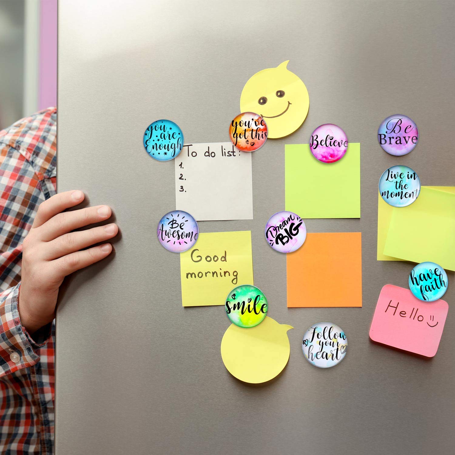 Outus 12 Pieces Motivational Glass Fridge Magnets Inspirational Quote ...