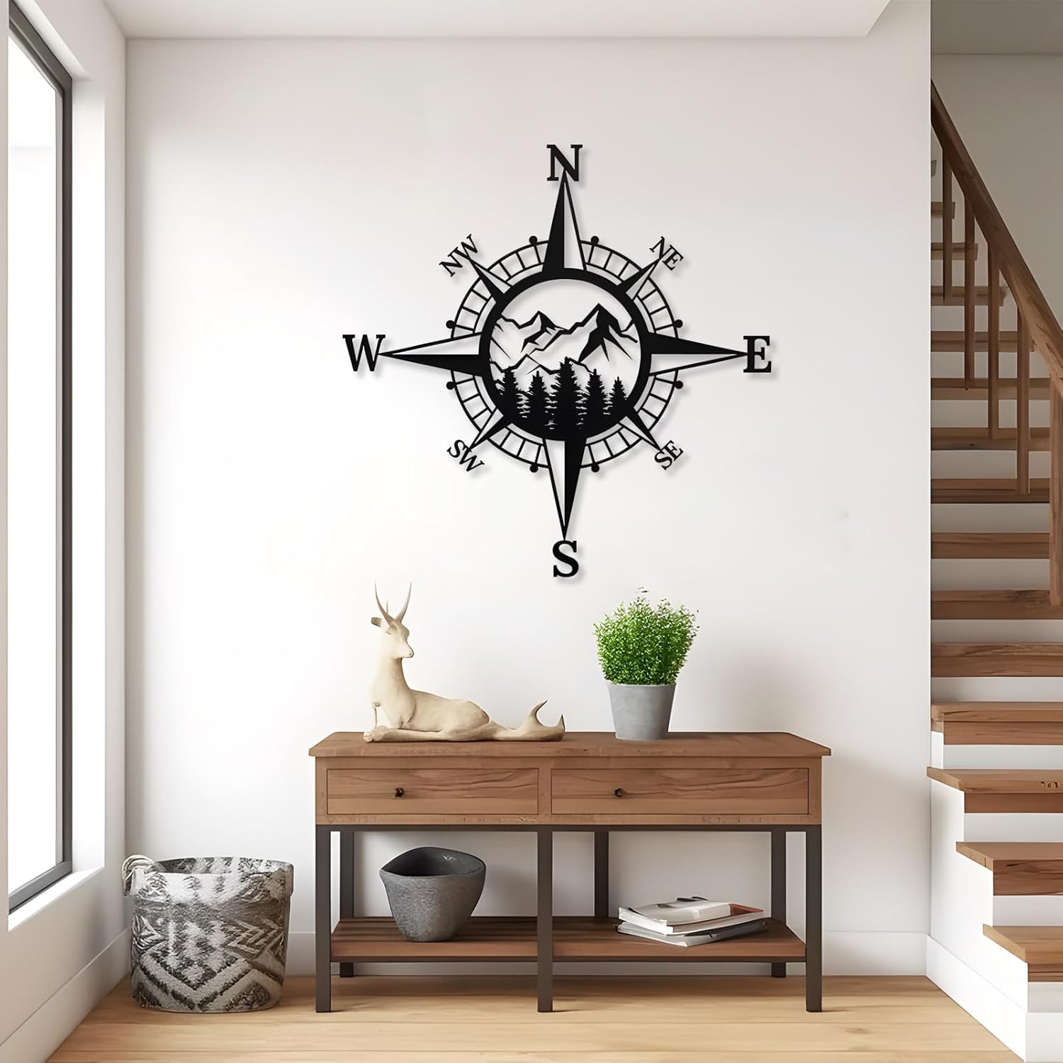 Amazon.com: Metal Compass Wall Art, Nautical Compass Metal Wall Art ...