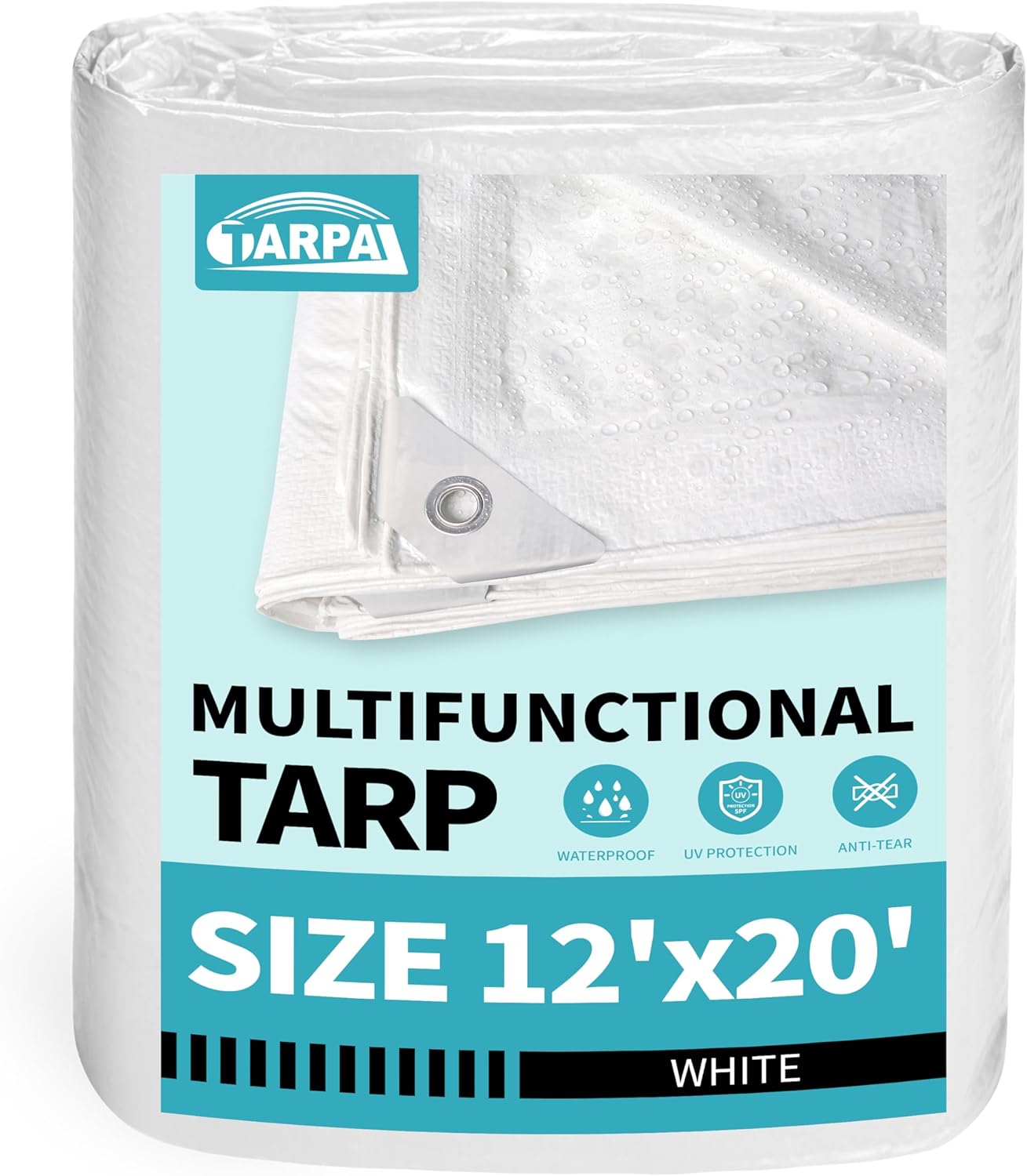 TARPAL 12x20 Feet White Tarp Waterproof Multipurpose Protective Cover ...