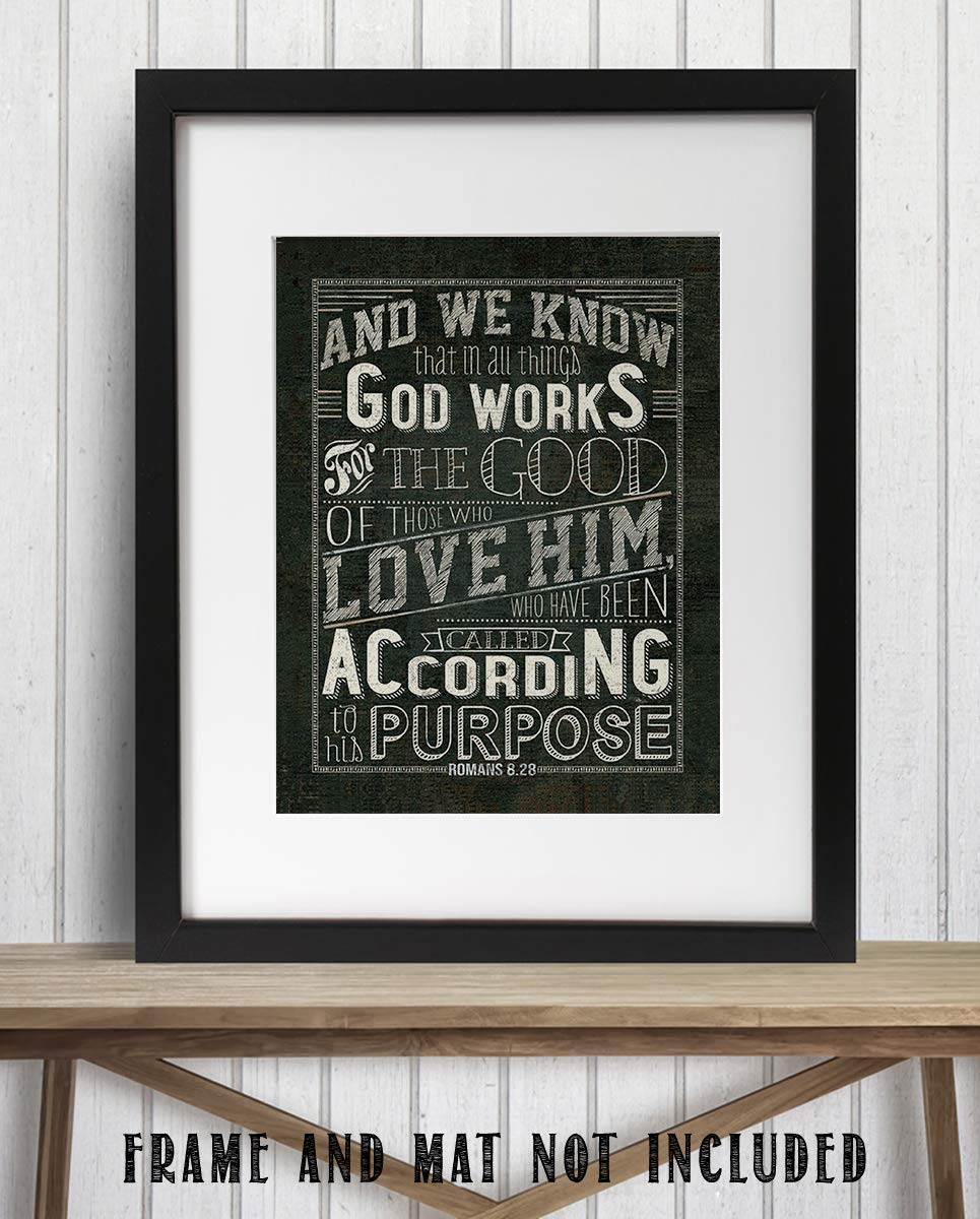 God Works All Things-Romans 8:28 Bible Verse Wall Art- 8x10-Rustic Sign ...