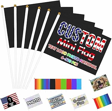 Amazon.com : Custom Handheld Flag Mini Flag Personalized Small Flags 6 ...