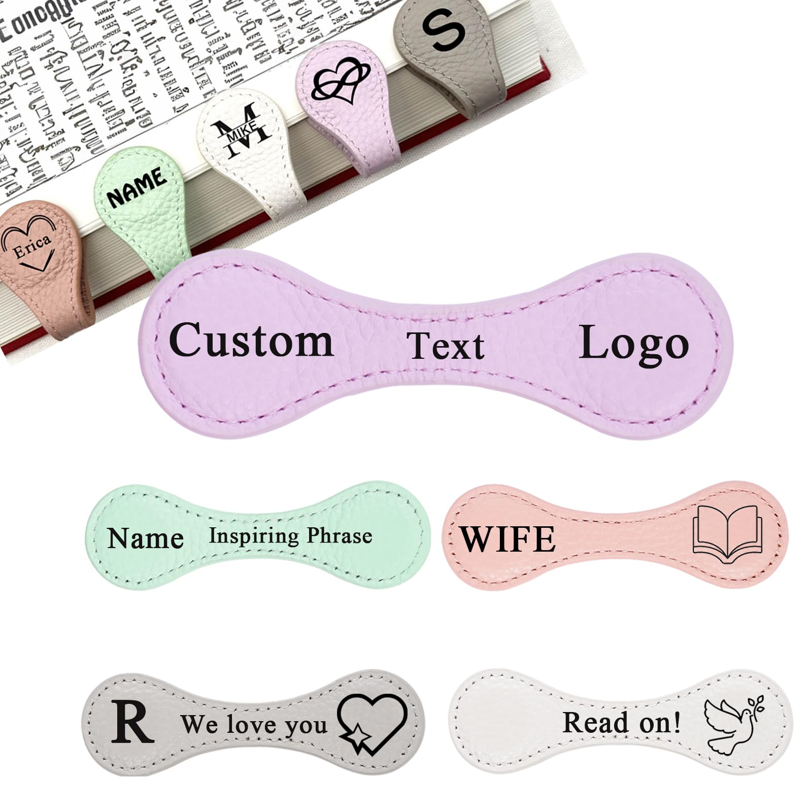 Amazon.com: Personalized Leather Magnetic Bookmarks Vintage Custom ...