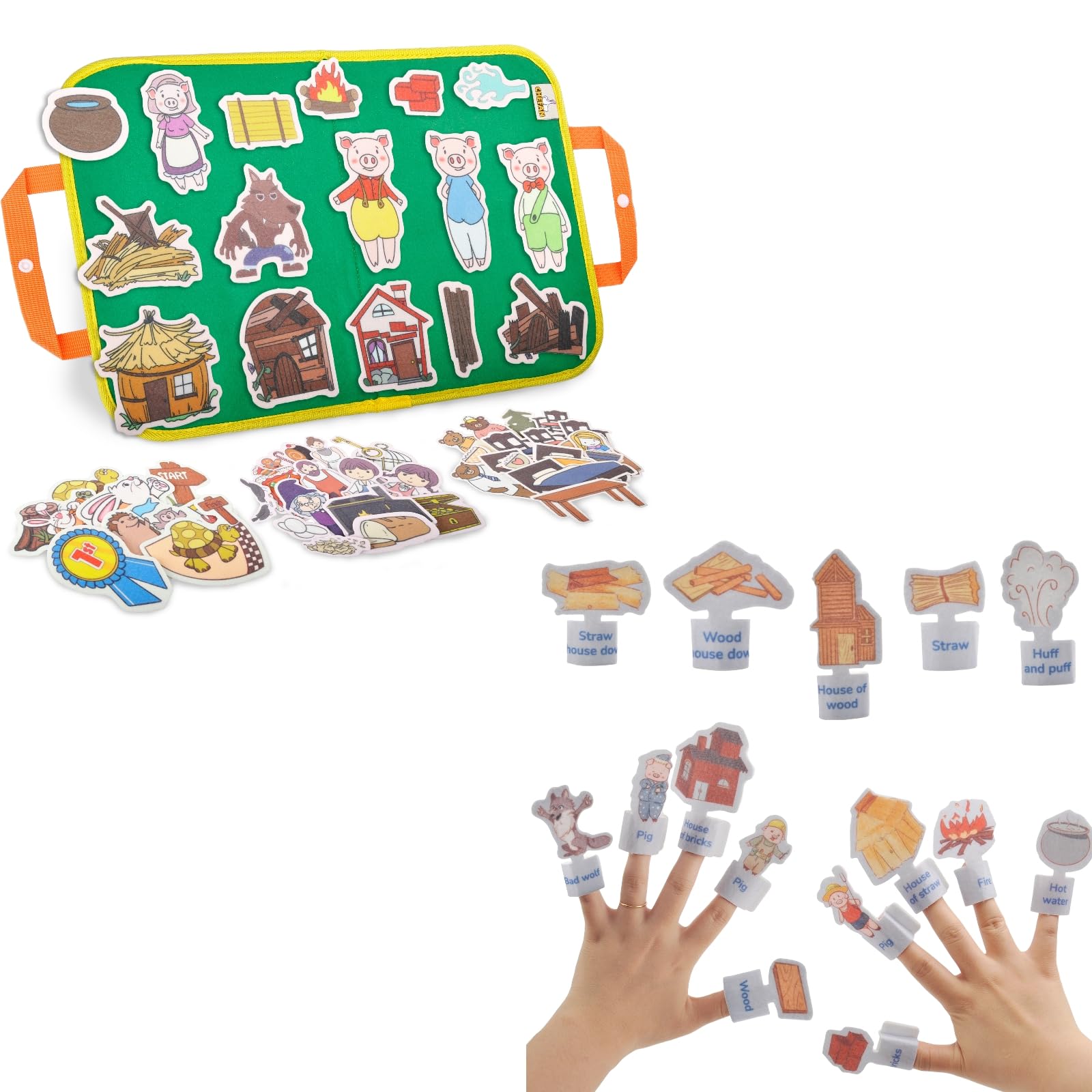 Amazon.com: CHEFAN 4 Set Felt/Flannel Board Story Set and Three Little ...