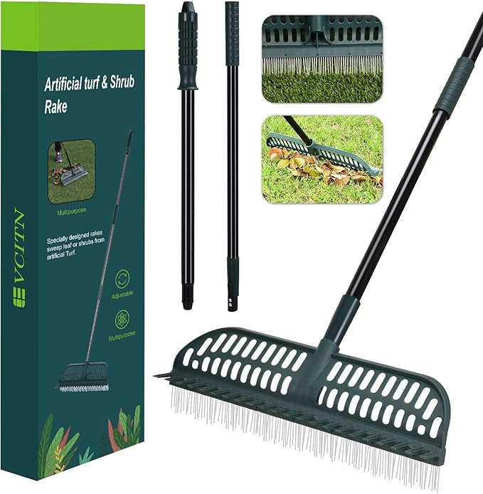 Amazon.com : Evcitn Artificial Turf Rake, 43 to 63" Long Pole Turf rake ...