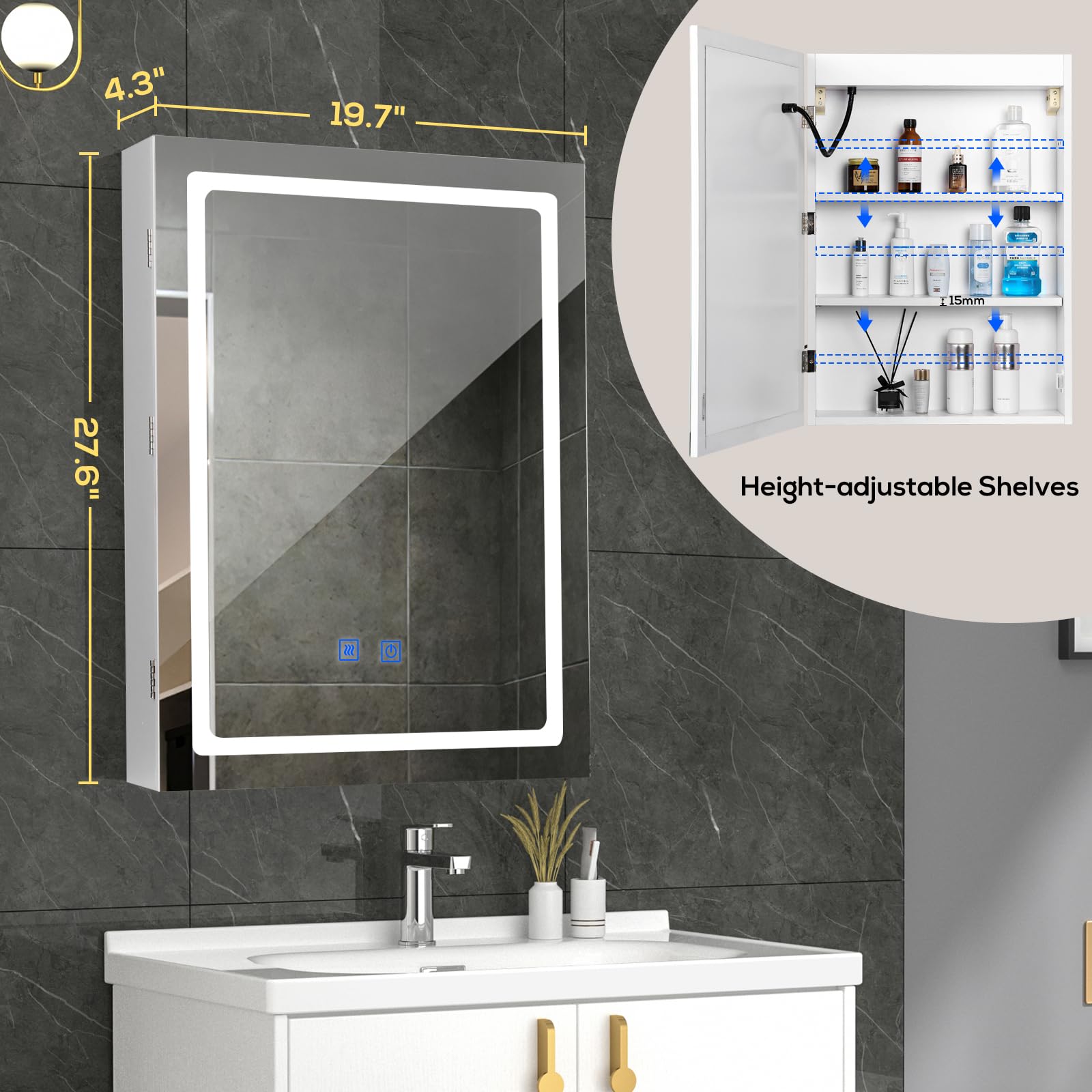 Botiquín Con Espejo Y Luces Espejo De Baño Con Luz LED Ledimex New