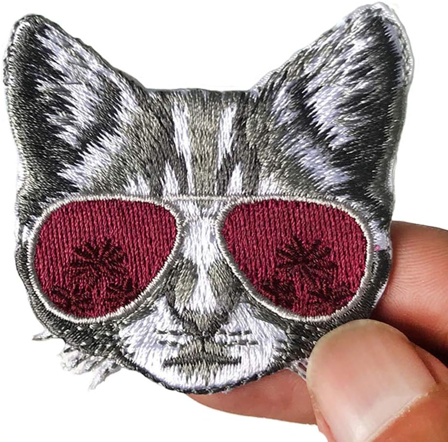 Amazon.com: 2 Pcs Cool Cat Iron On Patches for Backpacks, Hats, DIY Sew ...