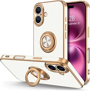 Amazon.com: Hython for iPhone 16 Plus Case with Ring Stand, 360° Rotatable Ring Holder Magnetic ...