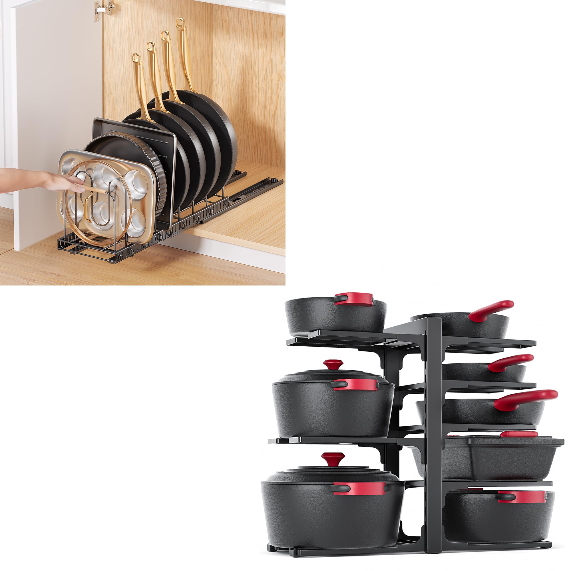 Buy MUDEELA8-Tier Heavy Duty Adjustable Pan Organizer Rack and Pull out ...