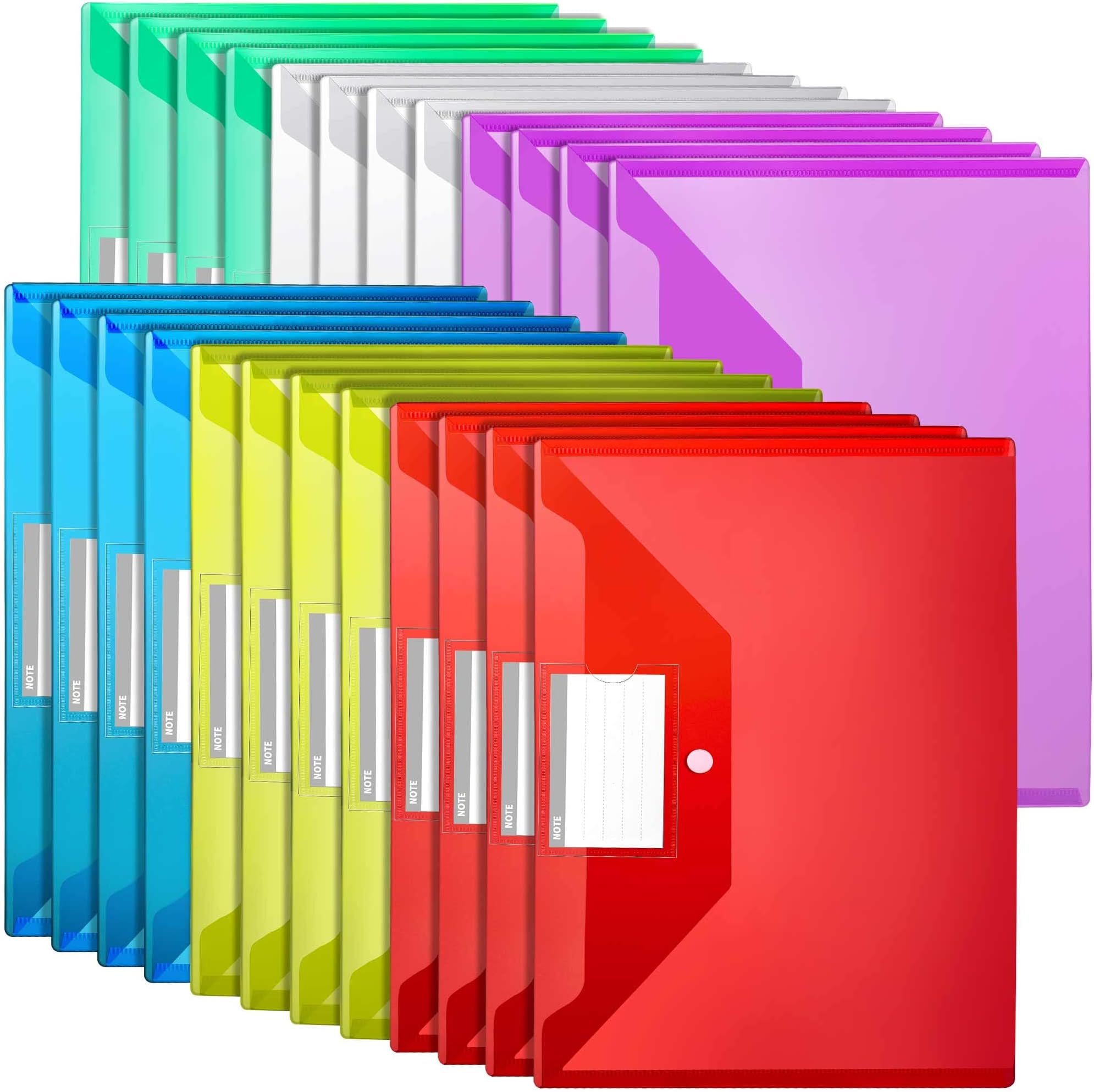 Amazon.com : LEOBRO File Folders with Pocket, 24PCS Plastic Folders ...