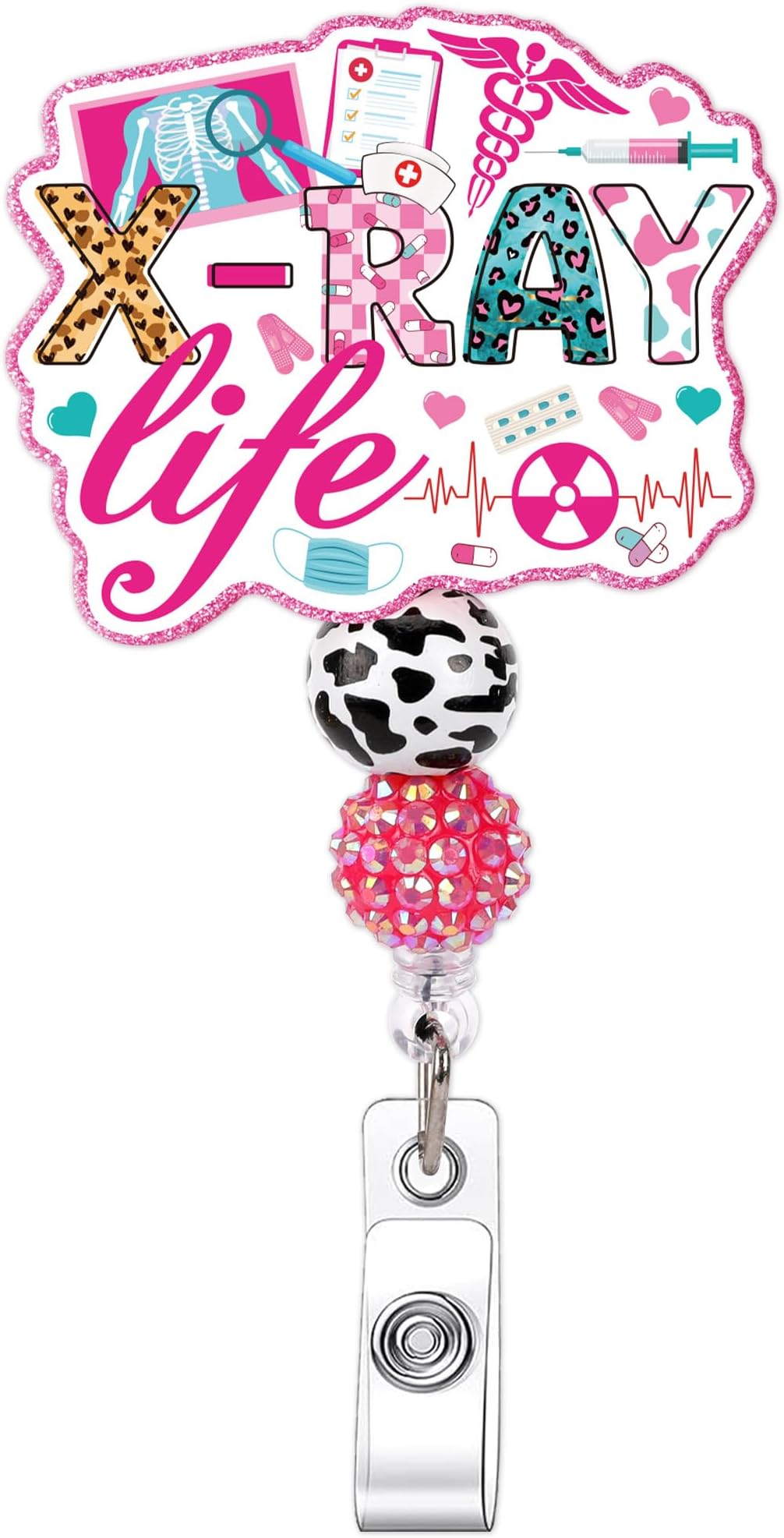 Amazon.com : Xray Badge Reel and Buddy - Pink X-ray Life Retractable ID ...