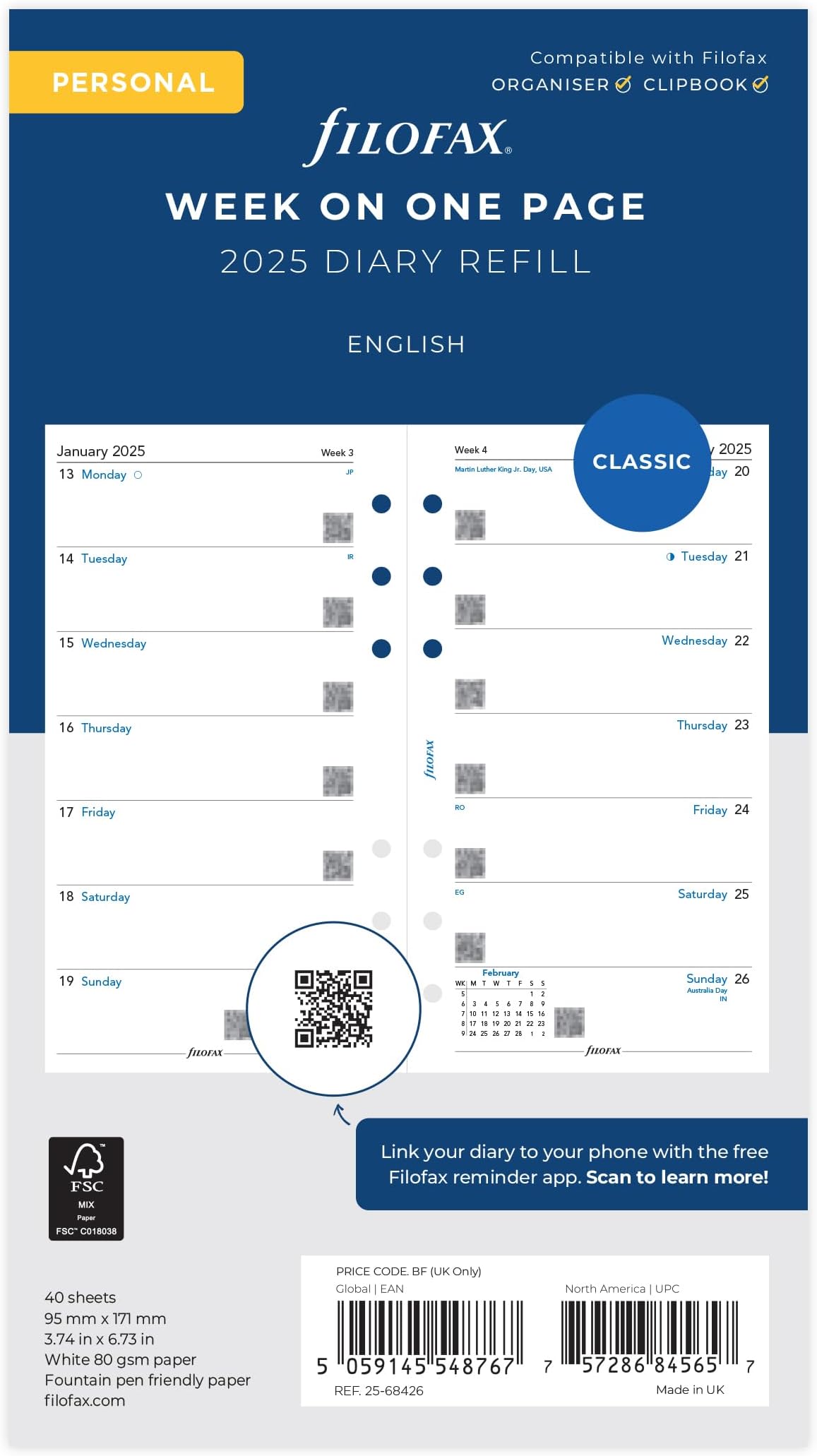 Filofax Pocket week per page English 2026 diary 26-68226 : Amazon.co.uk ...