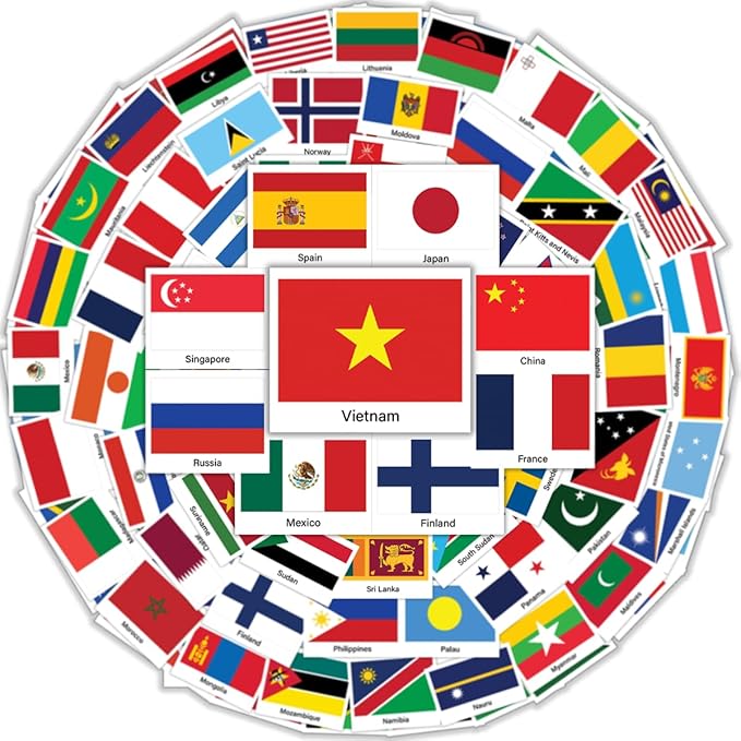 Amazon.com: 193PCS World Flags Stickers - Country National Flag Vinyl ...