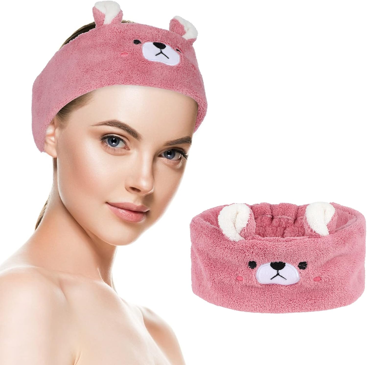WLLHYF Cute Spa Facial Headband Coral Fleece Makeup Animal Headbands ...
