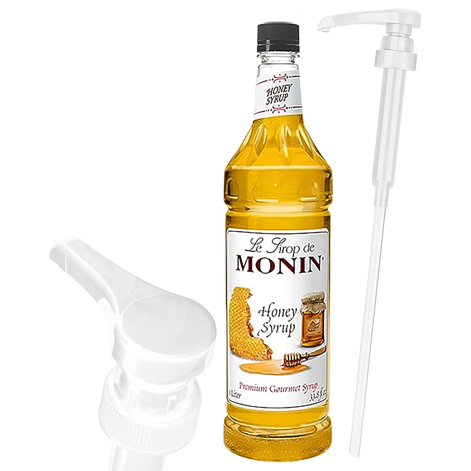 Amazon.com: Honey Syrup with Little Squirt Syrup Pump 1 Liter Bottle ...