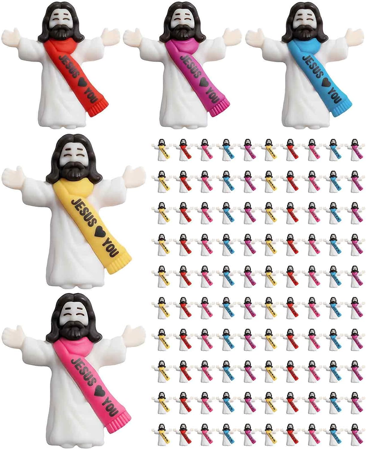 Amazon.com: PASDUCHAS 100 Pack Small Little Jesus Figures Loves You ...
