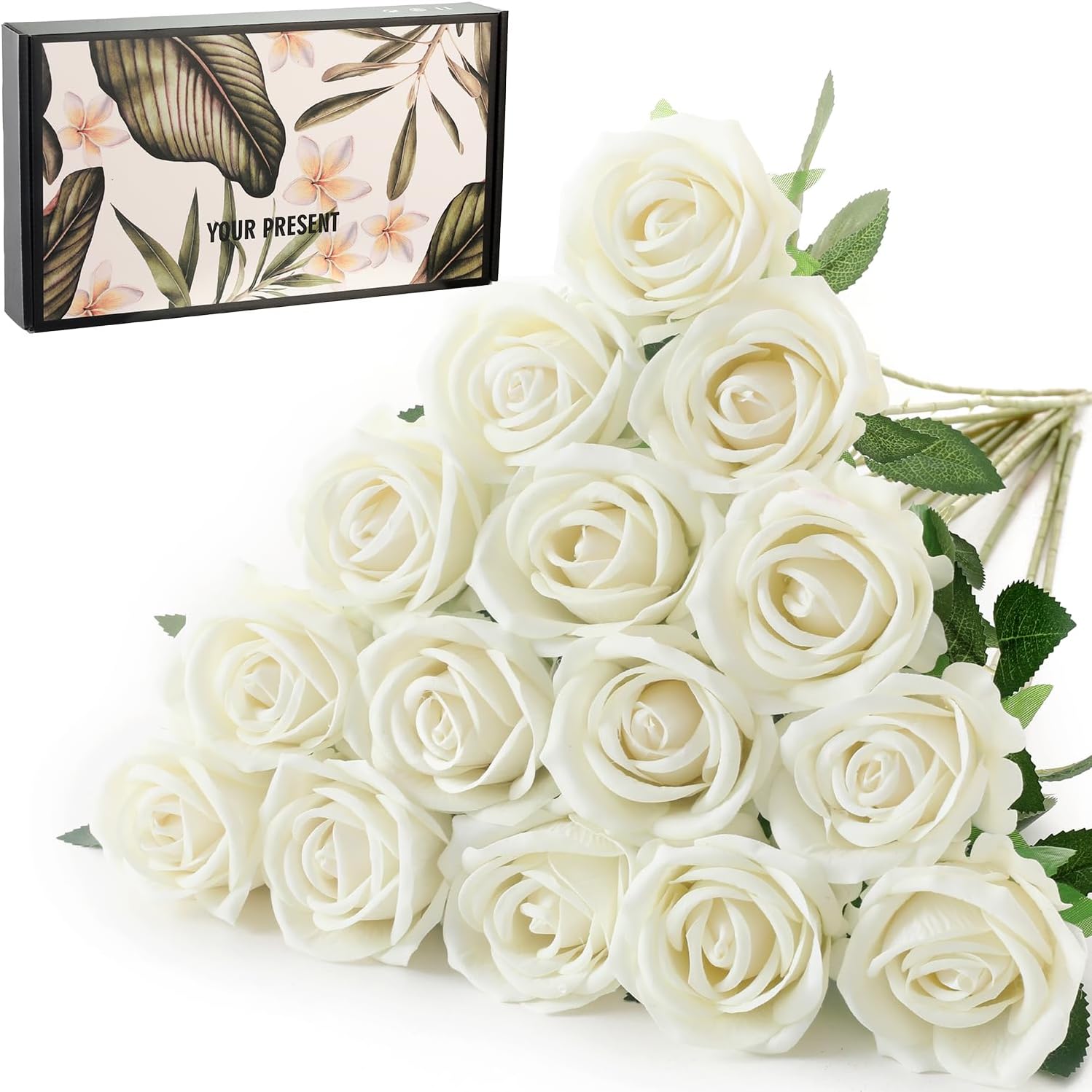 Amazon.com: Artificial Roses Velet Real Touch Single Stem Fake Roses ...