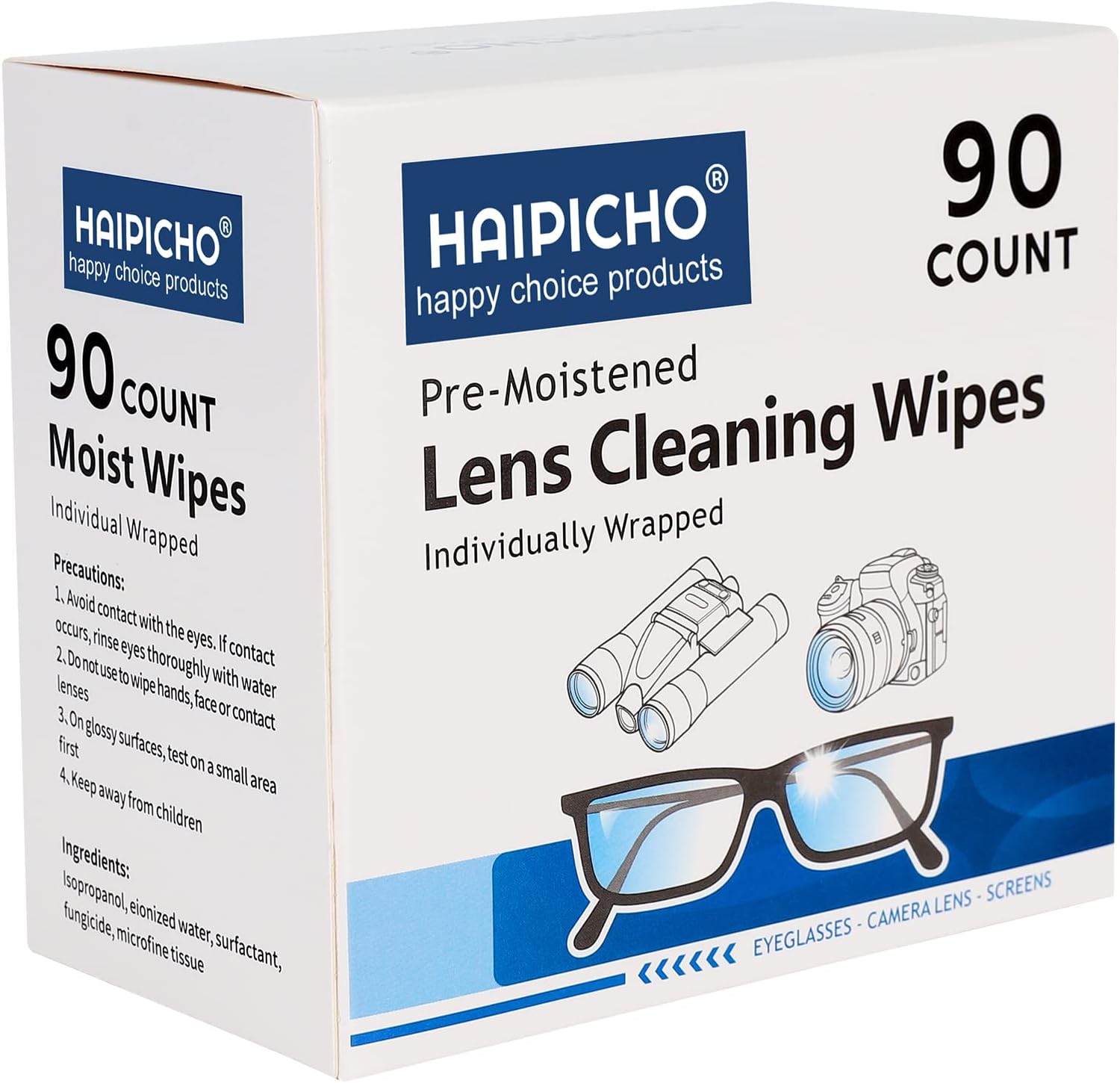Lens Cleaning Wipes, Individually Wrapped and Pre-Moistened, Safe for ...