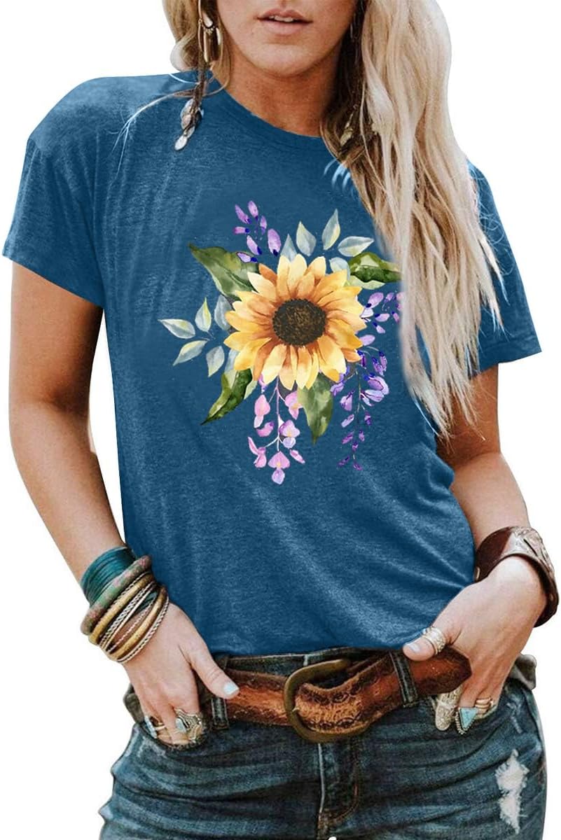 Sunflower Shirts for Women Cute Flower Graphic Tees Sunflower Gifts ...