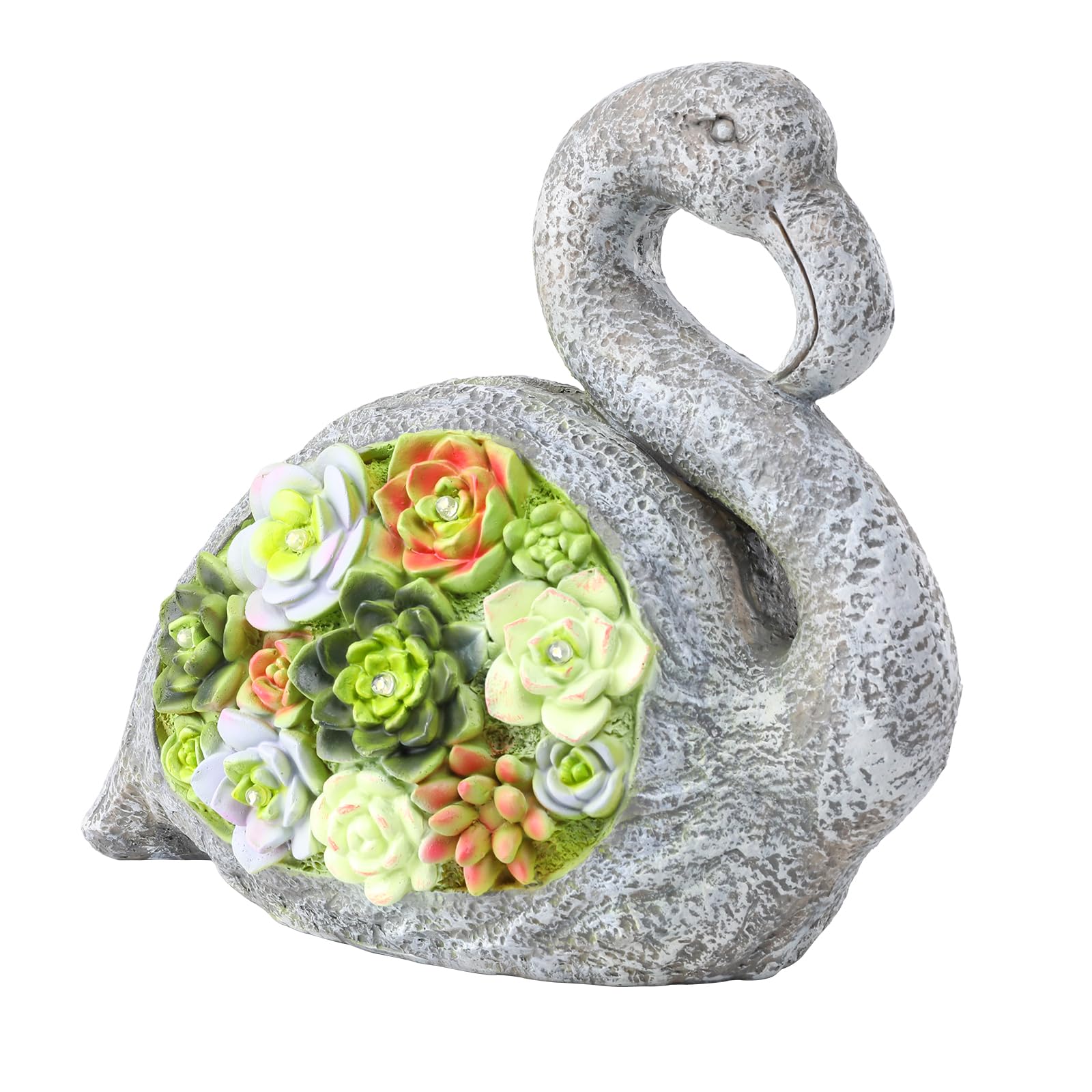 Amazon.com: Ovewios Solar Garden Statues Swan Figurine with Succulent ...