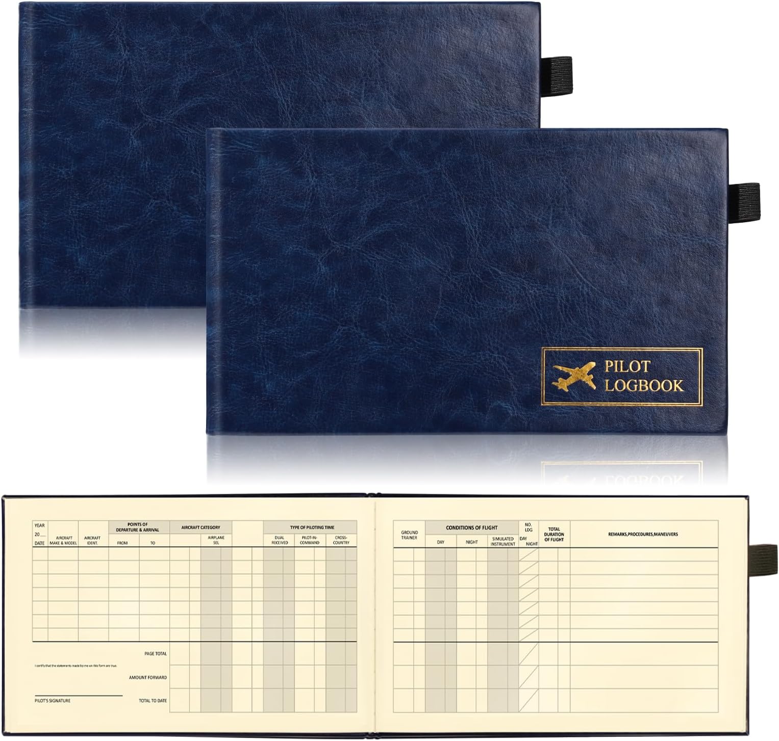 Amazon.com : 2PCS Pilot Logbook Flight Log Book for Pilots Standard ...