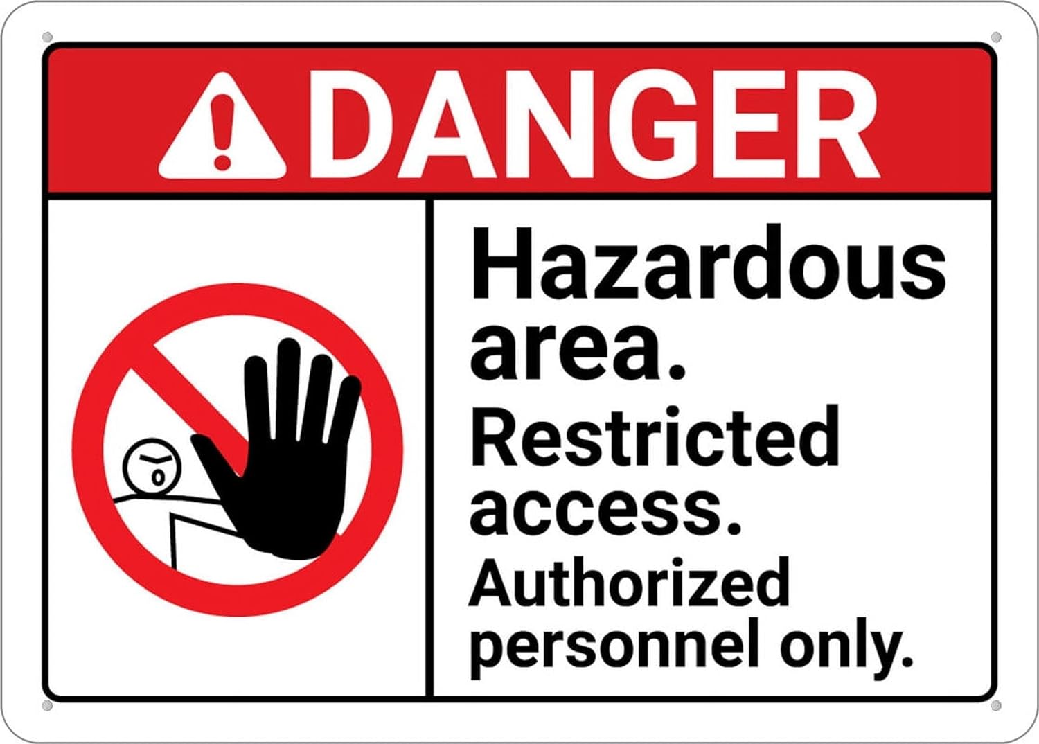Danger Hazardous Area Restricted Access Ansi Wall Sign Outdoor, Uv ...