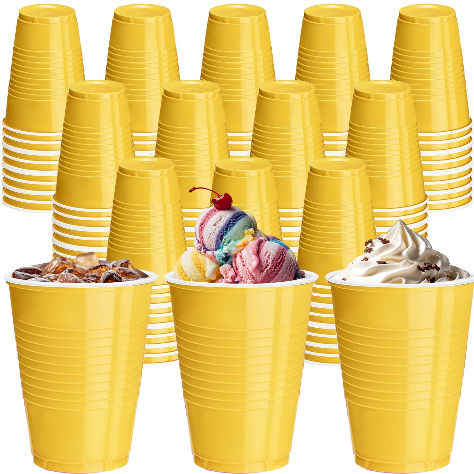 Amazon.com: cssopenss 120 pcs 16 oz Yellow plastic cups 16 oz Yellow ...