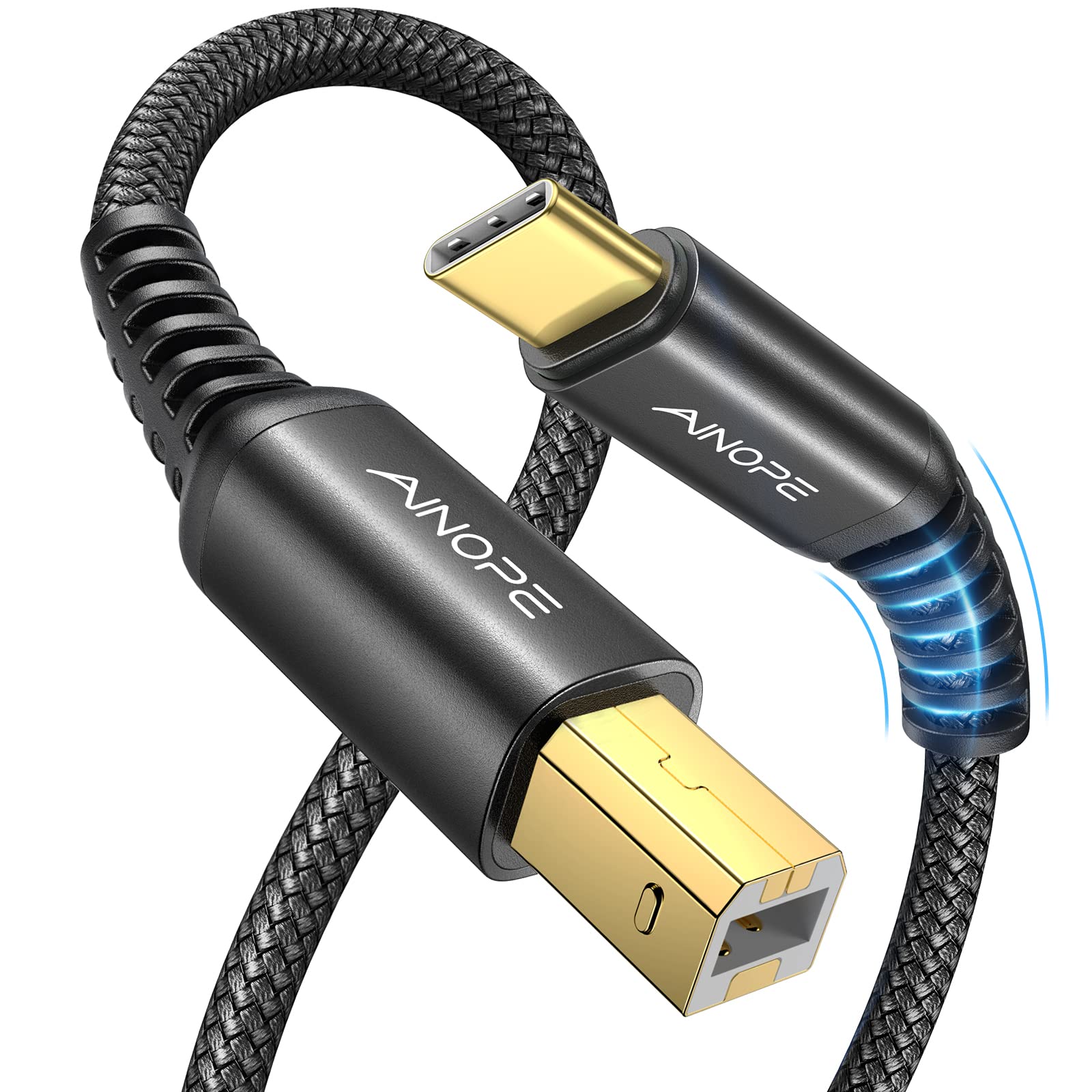 Snapklik.com : USB C Printer Cable - 6.6FT Black, Nylon Braided, For ...