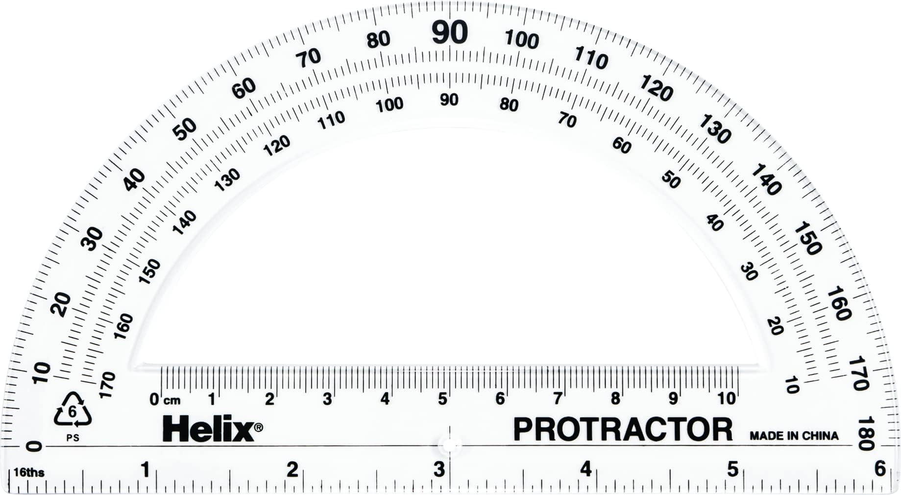 Amazon.com : Helix Standard 180 Degree Protractor, 6 Inch / 15cm (13106 ...