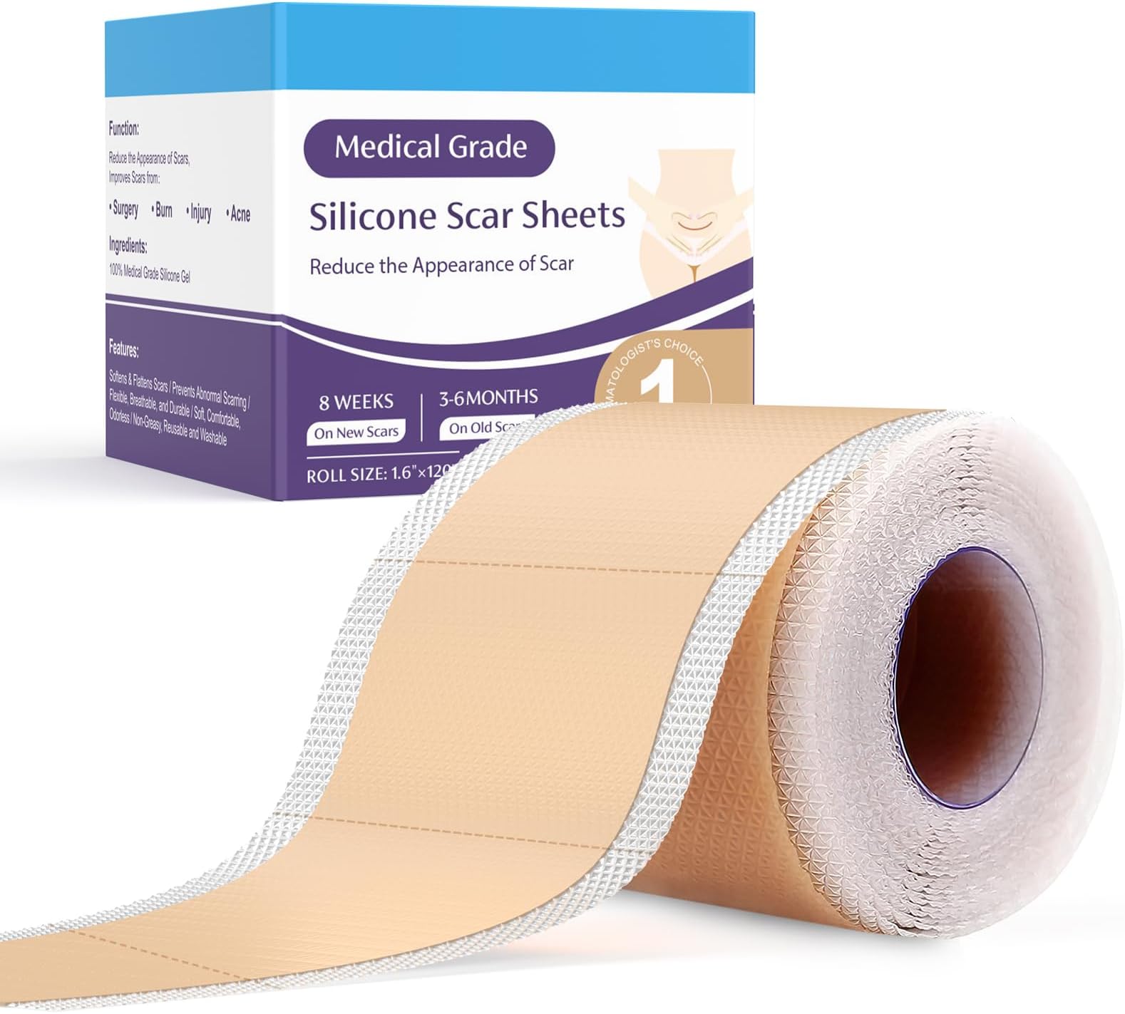 Amazon.com: Skiennix Silicone Scar Tape for Surgical Scars - 1.6" x 120 ...