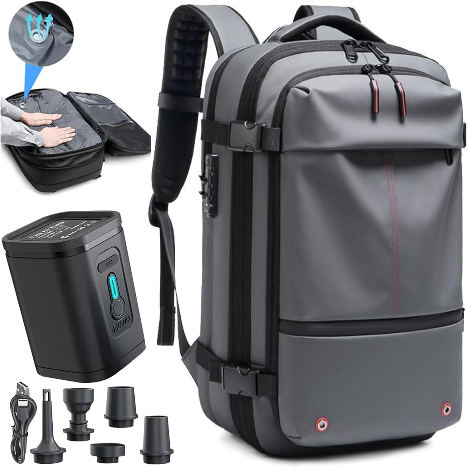 Vacuum Backpack, Upgrated Vacuum Backpack Travel, 62L Expandable ...