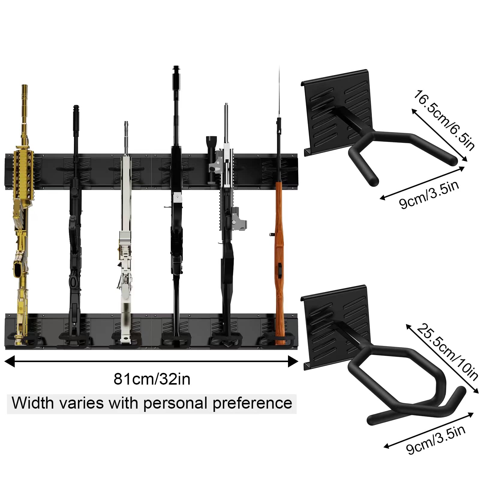Snapklik.com : Mimoke Indoor Gun Rack Wall Mount Adjustable Rifle Rack ...