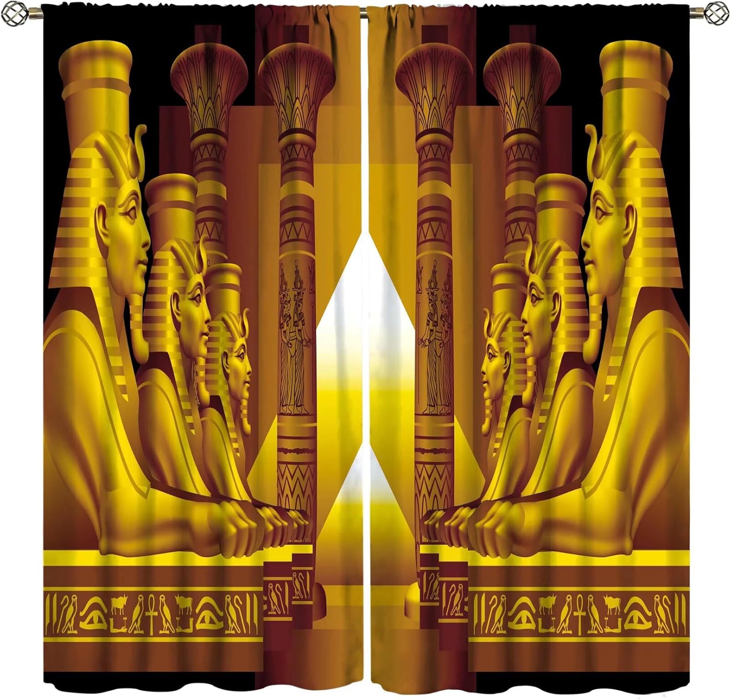 Amazon.com: ZhiRain Egyptian Sculpture Curtains Ancient Egypt Curtain ...