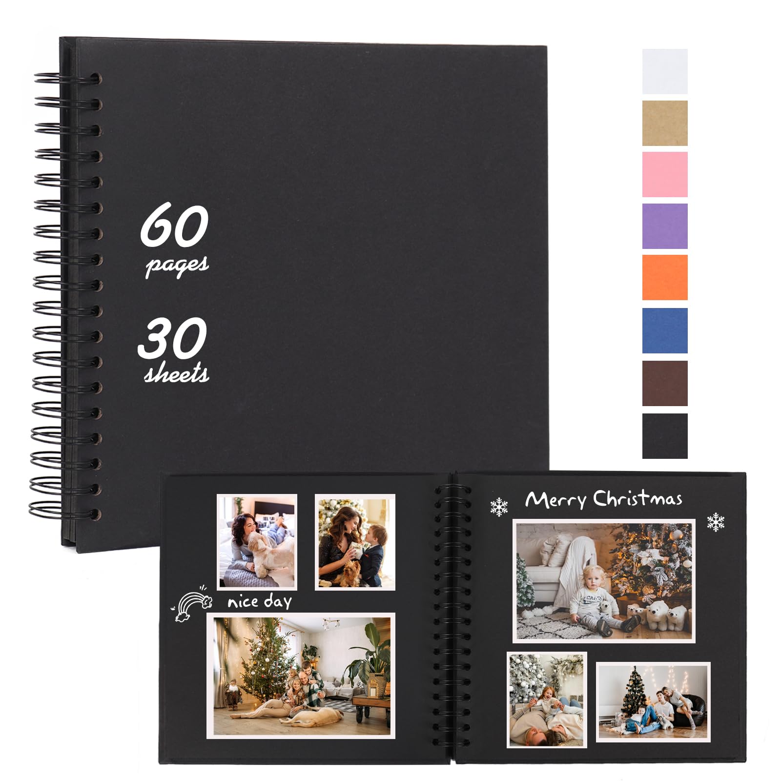 Amazon.com: RECUTMS 12 x 12 Inch Large Scrapbook Album Kraft Blank Page ...