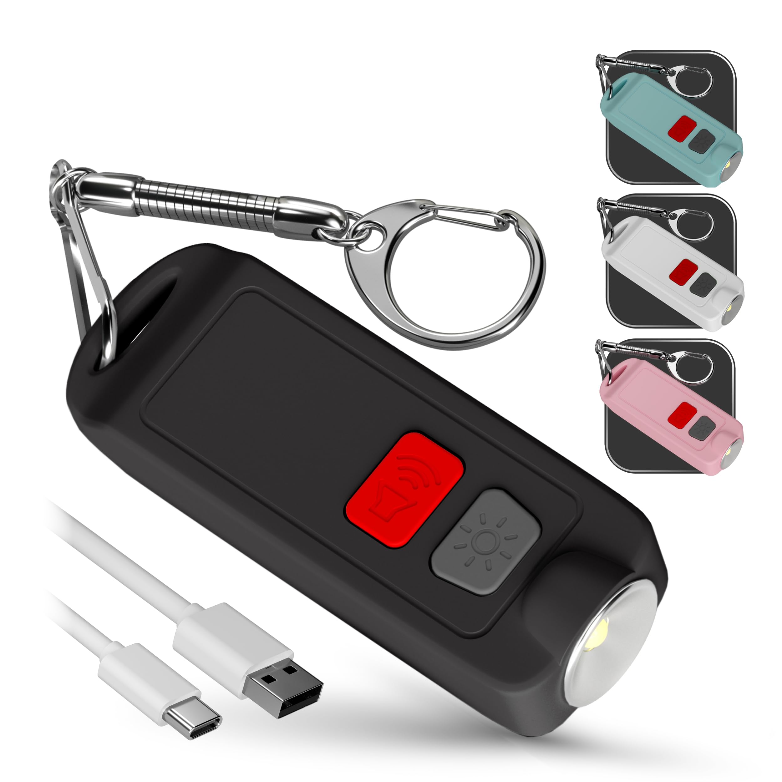 Amazon.com: Personal Alarm Button Keychain for Women - USB Rechargeable ...